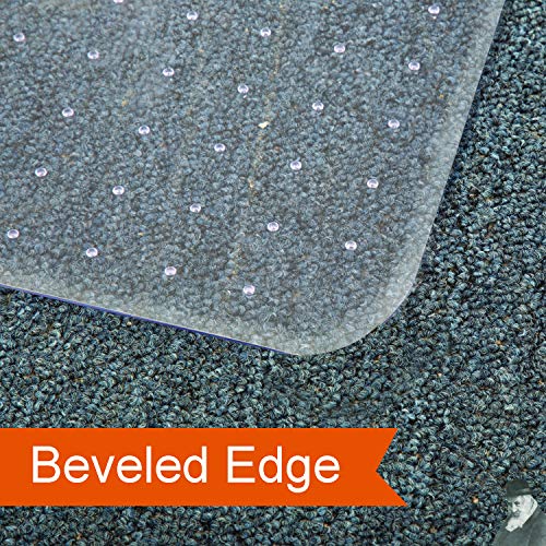 Office Chair Mats for Carpeted Floors, Studded Desk Floor Mat, Clear Heavy Duty for Low and Medium Pile, Beveled Edge with Lip Large 36" X 48" Shipped Flat by Mastermat