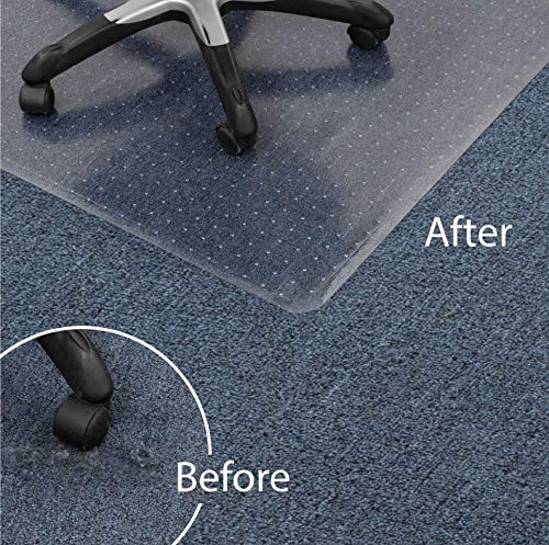 Office Chair Mats for Carpeted Floors, Studded Desk Floor Mat, Clear Heavy Duty for Low and Medium Pile, Beveled Edge with Lip Large 36" X 48" Shipped Flat by Mastermat