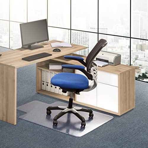 Office Chair Mats for Carpeted Floors, Studded Desk Floor Mat, Clear Heavy Duty for Low and Medium Pile, Beveled Edge with Lip Large 36" X 48" Shipped Flat by Mastermat