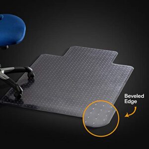 Office Chair Mats for Carpeted Floors, Studded Desk Floor Mat, Clear Heavy Duty for Low and Medium Pile, Beveled Edge with Lip Large 36" X 48" Shipped Flat by Mastermat