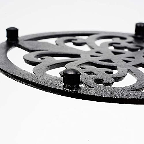 Sungmor Heavy Duty Cast Iron Round Metal Trivet,Rustproof Black Racks Stands Holders for Hot Pans or Teapot,Kitchen or Dinning Table Decorations