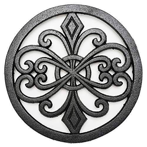 Sungmor Heavy Duty Cast Iron Round Metal Trivet,Rustproof Black Racks Stands Holders for Hot Pans or Teapot,Kitchen or Dinning Table Decorations