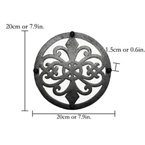 Sungmor Heavy Duty Cast Iron Round Metal Trivet,Rustproof Black Racks Stands Holders for Hot Pans or Teapot,Kitchen or Dinning Table Decorations