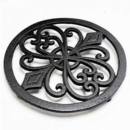 Sungmor Heavy Duty Cast Iron Round Metal Trivet,Rustproof Black Racks Stands Holders for Hot Pans or Teapot,Kitchen or Dinning Table Decorations