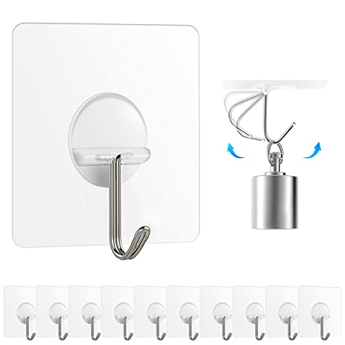 Adhesive Hooks,Transparent Seamless Stainless Steel Ultra Strong Wall Hooks for Kitchen Bathroom Ceiling Door Utility Hooks(12 PCS)