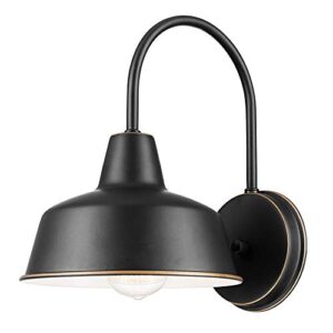 globe electric 44303 delancey 1-light outdoor/indoor wall sconce, oil rubbed bronze, white interior, 11.85"