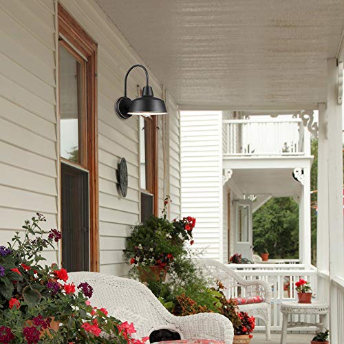 Globe Electric 44303 Delancey 1-Light Outdoor/Indoor Wall Sconce, Oil Rubbed Bronze, White Interior, 11.85"