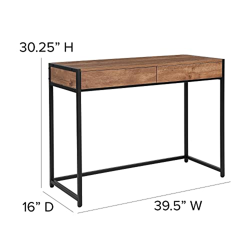 Flash Furniture NAN-JN-28102D-GG Rustic Wood Grain Finish Cumberland Collection Computer Desk, One Size