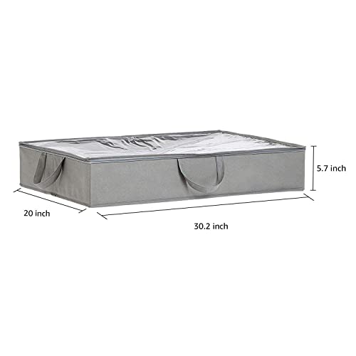 Amazon Basics Under Bed Fabric Storage Container Bags with Window and Handles - 2-Pack, 30.2 x 20 x 5.7 Inches, Gray