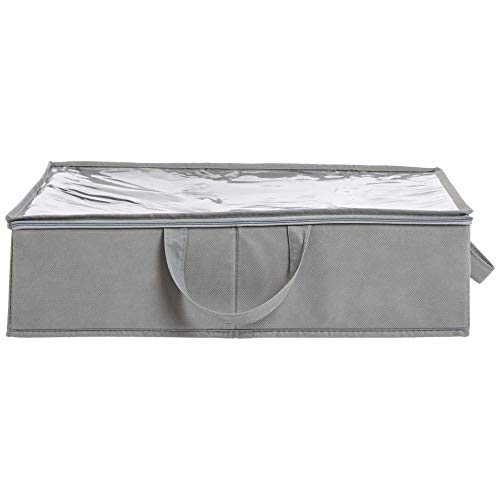 Amazon Basics Under Bed Fabric Storage Container Bags with Window and Handles - 2-Pack, 30.2 x 20 x 5.7 Inches, Gray