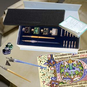 DAVELIOU 19-Piece Wizard Calligraphy Set for Beginners and Professionals, Creates Clean and Smooth Lines, Calligraphy Kit Includes Pens, Inks, Nibs, and Case (Blue & Silver)