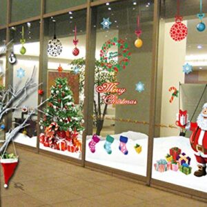 LONGTEN Christmas Windows Static Stickers Clings Santa Claus Snowman Deer Snowflake Removable Vinyl Christmas Tree DIY Wall Window Door Mural Decal Sticker for Showcase