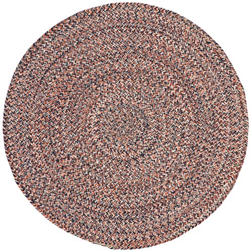 SAFAVIEH Braided Collection 3' Round Terracotta / Ivory BRD701P Handmade Country Cottage Reversible Cotton Area Rug