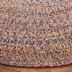 SAFAVIEH Braided Collection 3' Round Terracotta / Ivory BRD701P Handmade Country Cottage Reversible Cotton Area Rug