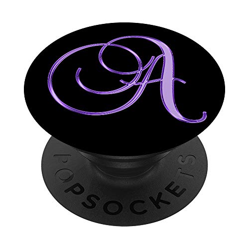 A Purple Black Initial Monogram Capital Letter Name Art PopSockets PopGrip: Swappable Grip for Phones & Tablets