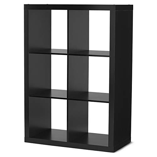 Better Homes and Gardens 4-Cube Organizer Storage Bookcase Bookshelf (4, White) (Solid Black, 6 Cube)