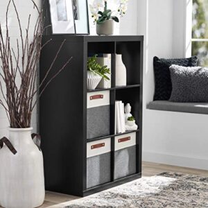 Better Homes and Gardens 4-Cube Organizer Storage Bookcase Bookshelf (4, White) (Solid Black, 6 Cube)