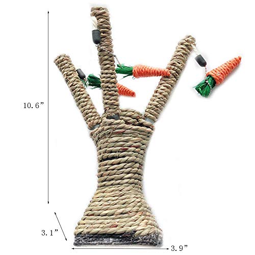 Hamiledyi Pet Rabbit Toy Tree Bunny Fun Chew Toy Rattan Grass Scratcher Climbing Tree Play Carrot Toy for Small Animal