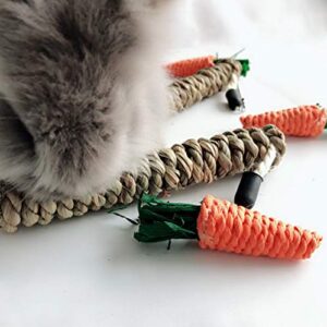 Hamiledyi Pet Rabbit Toy Tree Bunny Fun Chew Toy Rattan Grass Scratcher Climbing Tree Play Carrot Toy for Small Animal