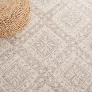 SAFAVIEH Micro-Loop Collection Area Rug - 5' x 8', Beige & Ivory, Handmade Moroccan Boho Tribal Wool, Ideal for High Traffic Areas in Living Room, Bedroom (MLP501B)