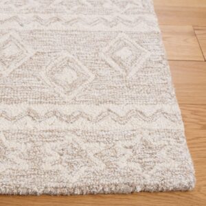 SAFAVIEH Micro-Loop Collection Area Rug - 5' x 8', Beige & Ivory, Handmade Moroccan Boho Tribal Wool, Ideal for High Traffic Areas in Living Room, Bedroom (MLP501B)