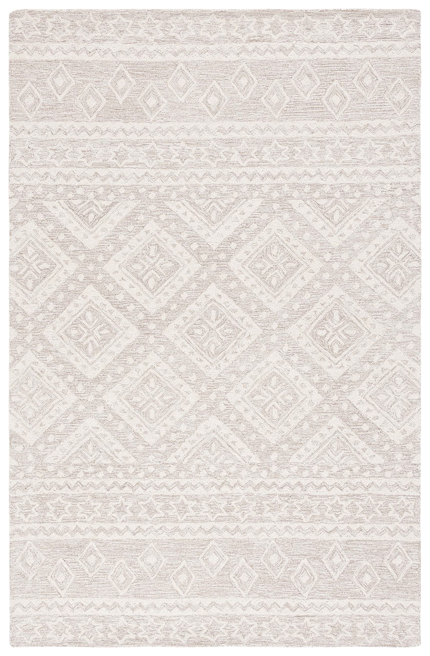 SAFAVIEH Micro-Loop Collection Area Rug - 5' x 8', Beige & Ivory, Handmade Moroccan Boho Tribal Wool, Ideal for High Traffic Areas in Living Room, Bedroom (MLP501B)