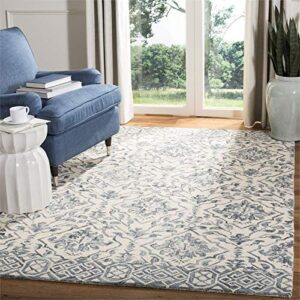 SAFAVIEH Dip Dye Collection Area Rug - 8' x 10', Blue & Ivory, Handmade Wool, Ideal for High Traffic Areas in Living Room, Bedroom (DDY901M)