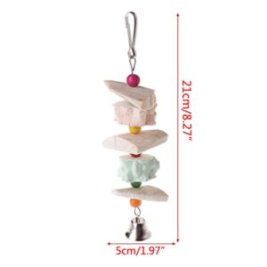 Seaskyer Parrot Chewing Toy, Bird Beak Grinding Stone Bell, Lava Block Calcium Supplement Food African Greys Amazon Conure Eclectus Budgies Parakeet Cockatiel Hamster Chinchilla Rabbit