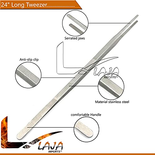 LAJA Imports 24" Tweezers (Herp Feeding Tool) Snake Reptile Stainless Steel