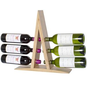 Wine Racks Countertop - 6 Bottle, Bamboo, Wine Bottle Holder for Small Spaces, Kitchen, Bar, Cabinet | Small Free Standing Wine Rack. Minimal Assembly Required