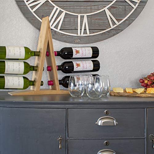 Wine Racks Countertop - 6 Bottle, Bamboo, Wine Bottle Holder for Small Spaces, Kitchen, Bar, Cabinet | Small Free Standing Wine Rack. Minimal Assembly Required