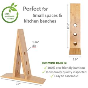 Wine Racks Countertop - 6 Bottle, Bamboo, Wine Bottle Holder for Small Spaces, Kitchen, Bar, Cabinet | Small Free Standing Wine Rack. Minimal Assembly Required