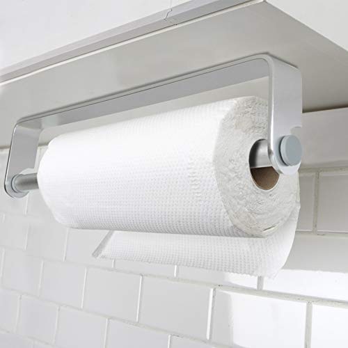 QZNA Self Adhesive & Wall Mount Paper Towel Holder & Dispenser,Kitchen Tissue Towel Holder Stand Under Cabinet-Silver