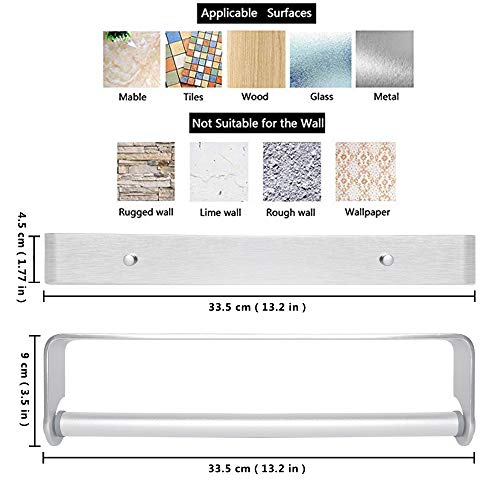 QZNA Self Adhesive & Wall Mount Paper Towel Holder & Dispenser,Kitchen Tissue Towel Holder Stand Under Cabinet-Silver