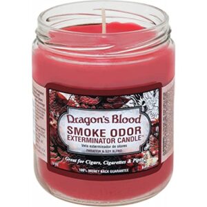 smoke odor exterminator 13 oz jar candles dragon's blood, (3) set of three candles.