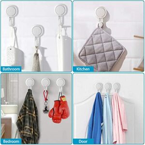 LUXEAR Suction Hooks Powerful Vacuum Suction Cup Hooks- No Drilling No Damage The Wall Shower Hooks for Towel, Robe, Loofah in Bathroom Kitchen Hanger Hooks for Spoons Reusable Removable (4 Pack)