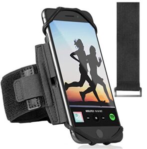 360° rotatable premium sports running armband for all phones: iphone 13 pro max, 12, 11, x, xr, 8, samsung galaxy s21 s20 s10 s9 edge, lg, htc, pixel; universal cellphone holder + free extender strap