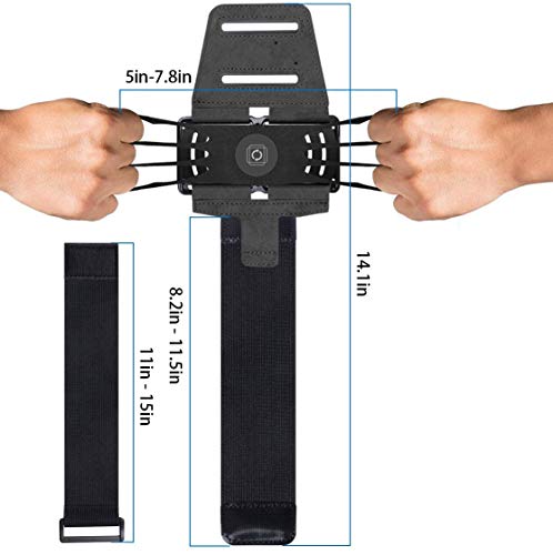 360° Rotatable Premium Sports Running Armband for All Phones: iPhone 13 Pro Max, 12, 11, X, XR, 8, Samsung Galaxy S21 S20 S10 S9 Edge, LG, HTC, Pixel; Universal Cellphone Holder + Free Extender Strap