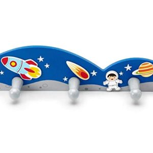 Mousehouse Gifts Children's Rocket Space Themed Triple Coat Hook Wall Hook for Boys Nursery or Bedroom Decoration