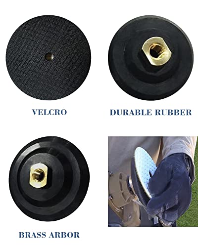 Rubber Backing Pad Black Rigid Backer Pads for Diamond Polishing Pads 5/8”-11 Hook and Loop Backing Pad (4 inch)