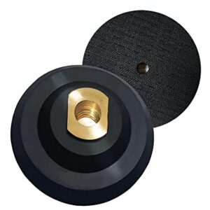 Rubber Backing Pad Black Rigid Backer Pads for Diamond Polishing Pads 5/8”-11 Hook and Loop Backing Pad (4 inch)