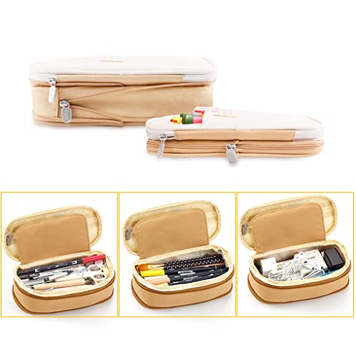 Oyachic Big Capacity Pencil Case Telescopic Pencil Pouch Zipper Pen Bag Canvas Markers Organization Makeup Bag Box Pencil Holder Office Supplies