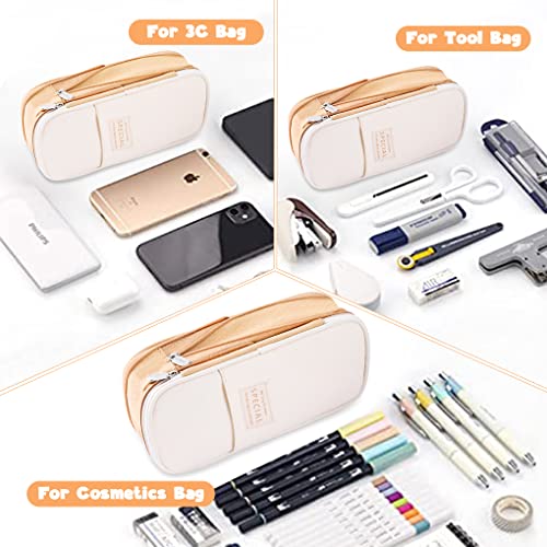 Oyachic Big Capacity Pencil Case Telescopic Pencil Pouch Zipper Pen Bag Canvas Markers Organization Makeup Bag Box Pencil Holder Office Supplies