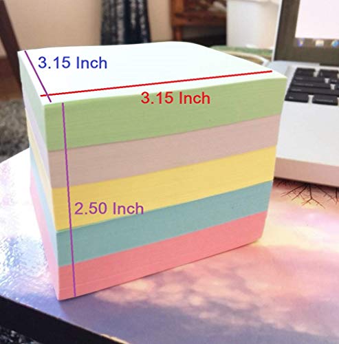 Blank Notes Paper 3.15×3.15 Inches 700 sheets/pack (5 colors/pack) Not Sticky Notes bright colorful memo easy write WIDE TO USE at home and office