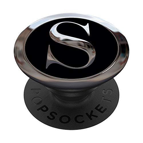 Chrome Look Letter S Monogram Gift PopSockets PopGrip: Swappable Grip for Phones & Tablets