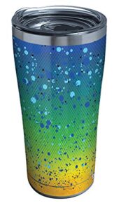 tervis mahi pattern insulated, 20 oz stainless tumbler, clear and black slider lid