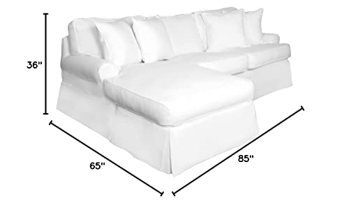 Sunset Trading Horizon Slipcovered Chaise in Warm White Sleeper Sofa, Small,