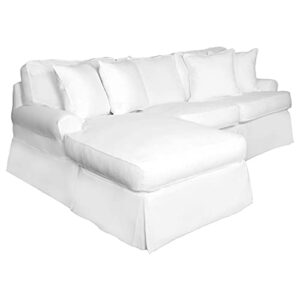 Sunset Trading Horizon Slipcovered Chaise in Warm White Sleeper Sofa, Small,