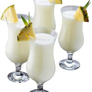 Epure Venezia Collection 4 Piece Hurricane Glass Set - Perfect for Drinking Pina Coladas, Cocktails, Full-Bodied Beer, Juice, and Water (Pina Colada (15.5 oz))