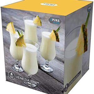 Epure Venezia Collection 4 Piece Hurricane Glass Set - Perfect for Drinking Pina Coladas, Cocktails, Full-Bodied Beer, Juice, and Water (Pina Colada (15.5 oz))